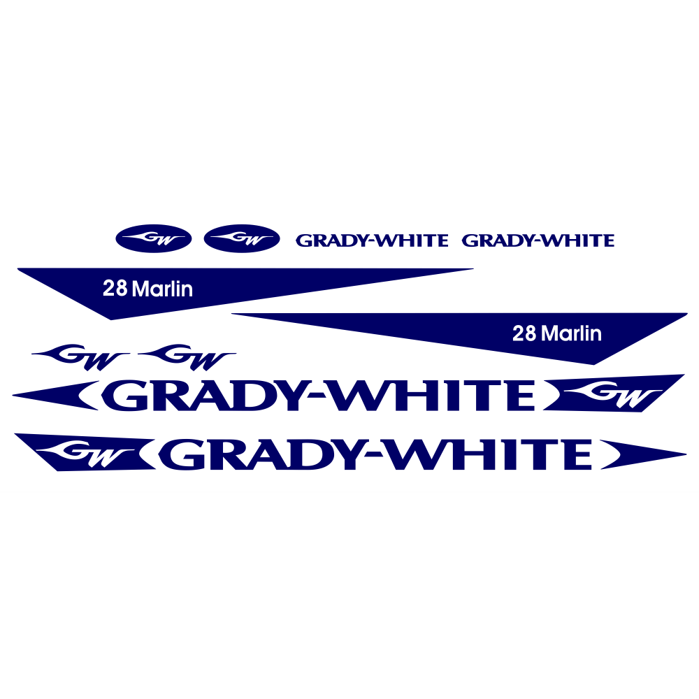 Grady White 28 Marlin Decal Set Factory Sized Hull Replacement Restora ...